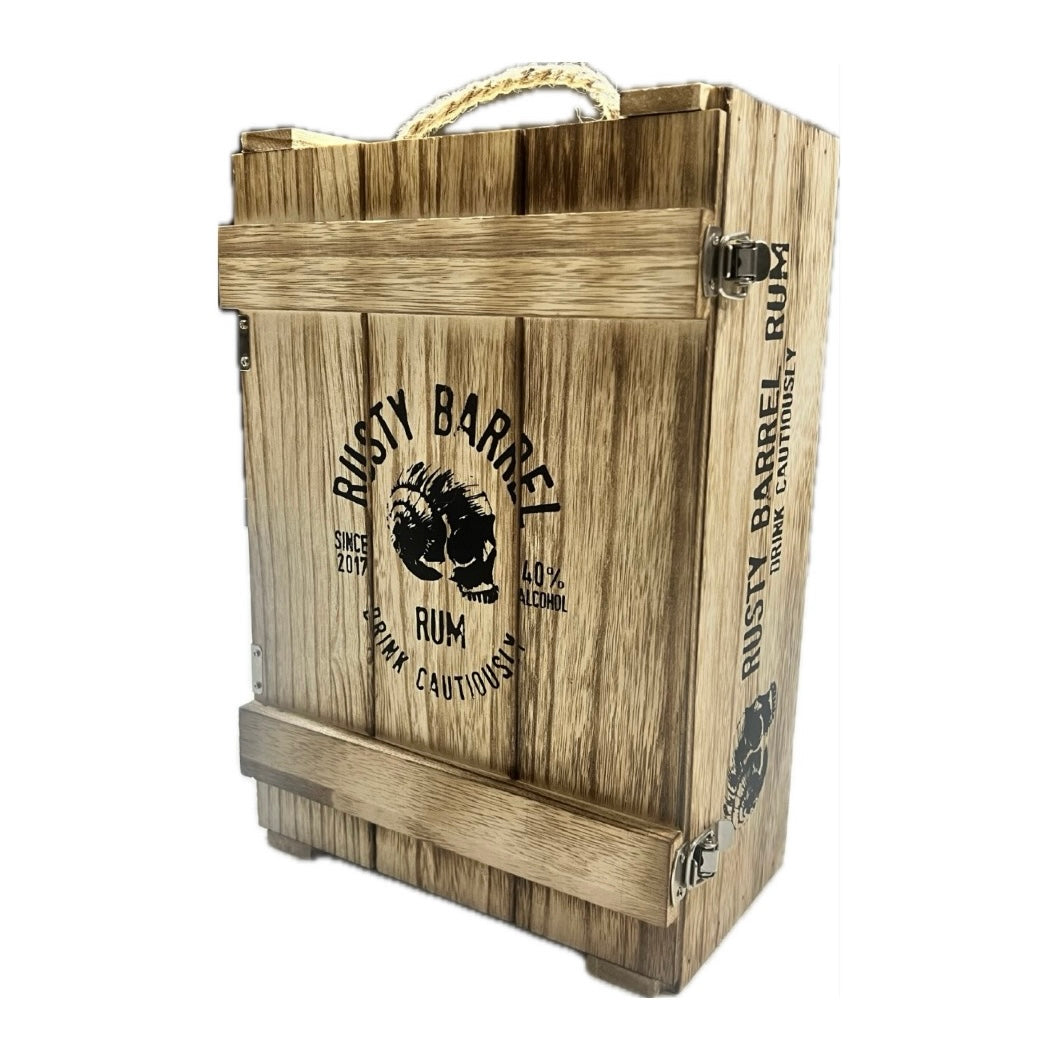 Rusty Barrel Gold Rum Wooden Crate Gift Pack 700ml – Bains Liquor